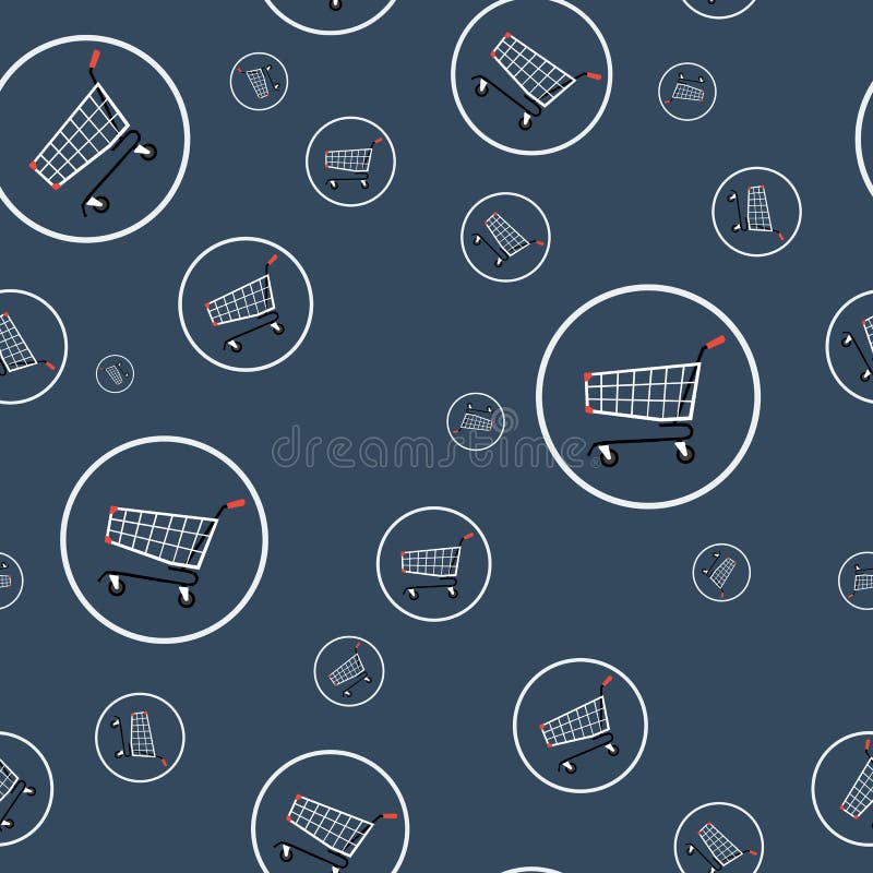 Seamless Pattern - Shopping Cart Stock Vector - Illustration of ...