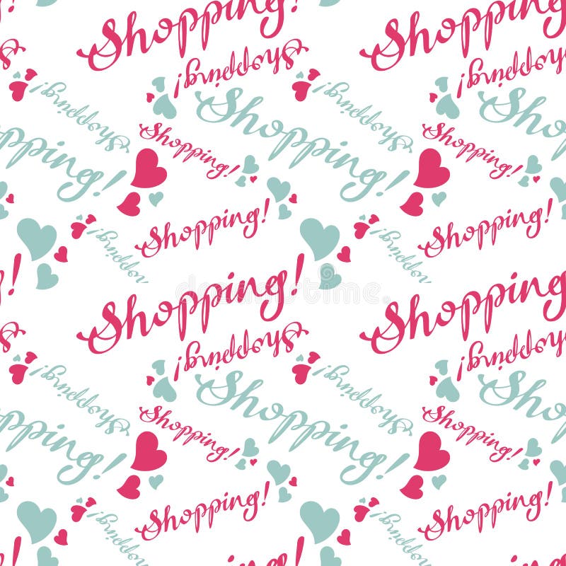 Seamless Pattern with "Shopping" Text. Stock Illustration ...