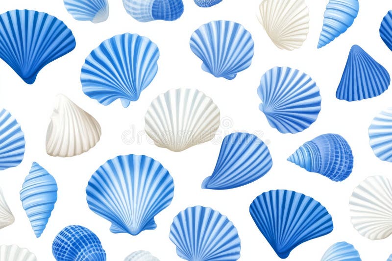 Seamless Pattern Seashell Illustrations White Background Stock Photos ...