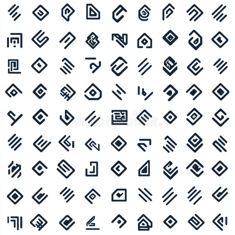 Minimalistic Seamless Pattern Featuring Logos and Icons in a Monochrome ...