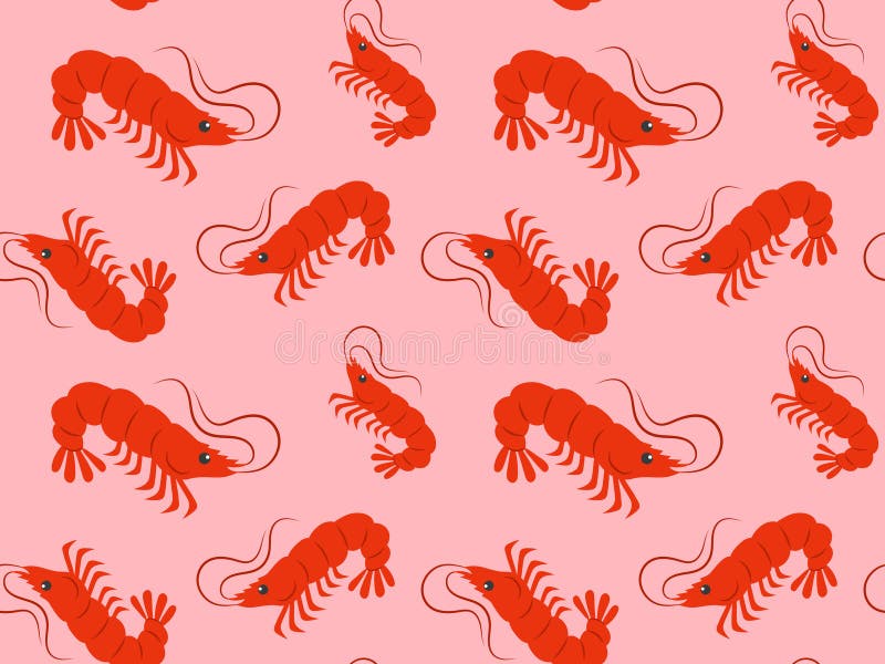 Seamless Pattern with Shrimps on a Pink Background. Vector Illustration ...