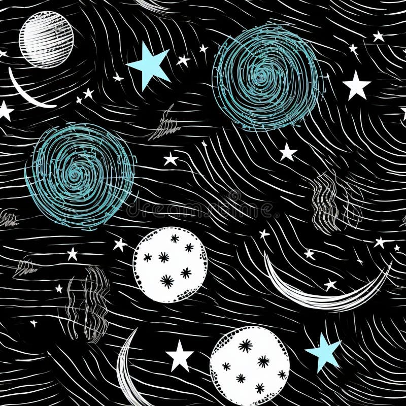 Seamless Pattern. Signs of the Zodiac, Phases of the Moon, Sun and Moon ...