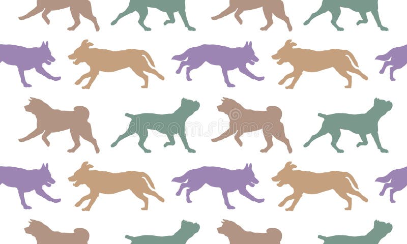 Silhouette Dogs Different Breeds in Various Poses. Endless Texture ...