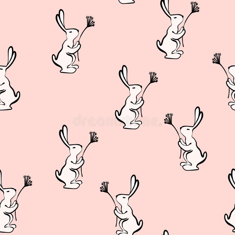 Silhouette of Easter Rabbit Bunny, Side View, Black and White. Nail ...