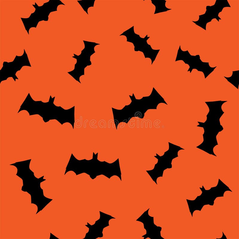 Seamless Pattern with Silhouettes of Bats. Halloween Print. Vector ...