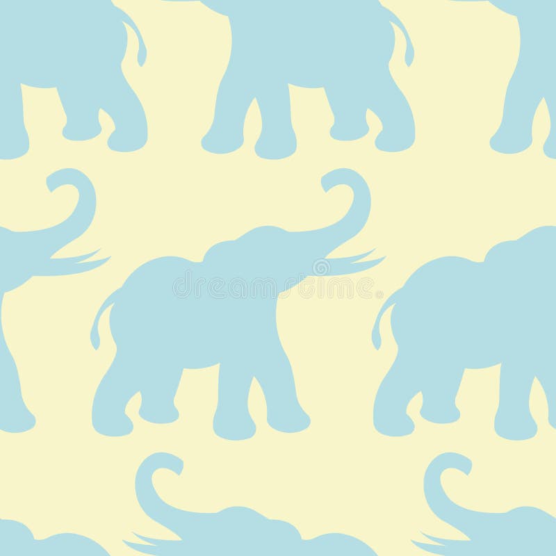 Seamless Pattern with Silhouettes of Blue Elephants on a Yellow ...