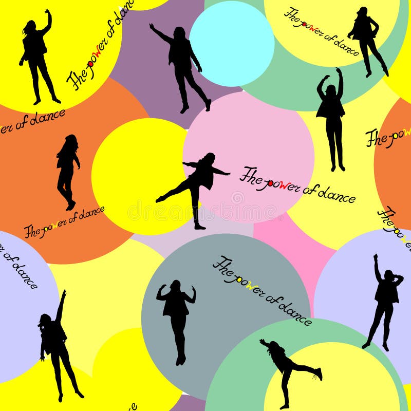 Seamless Pattern with Silhouettes of Body Movements of a Girl in a ...