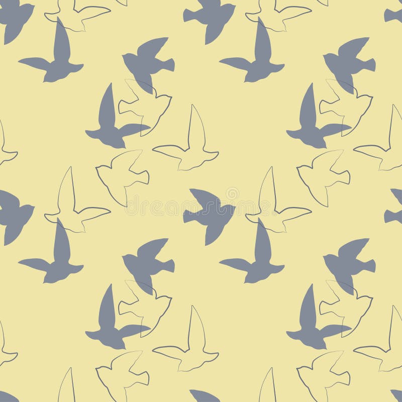 Seamless Pattern of Silhouettes Flying Abstract Birds Stock Vector ...