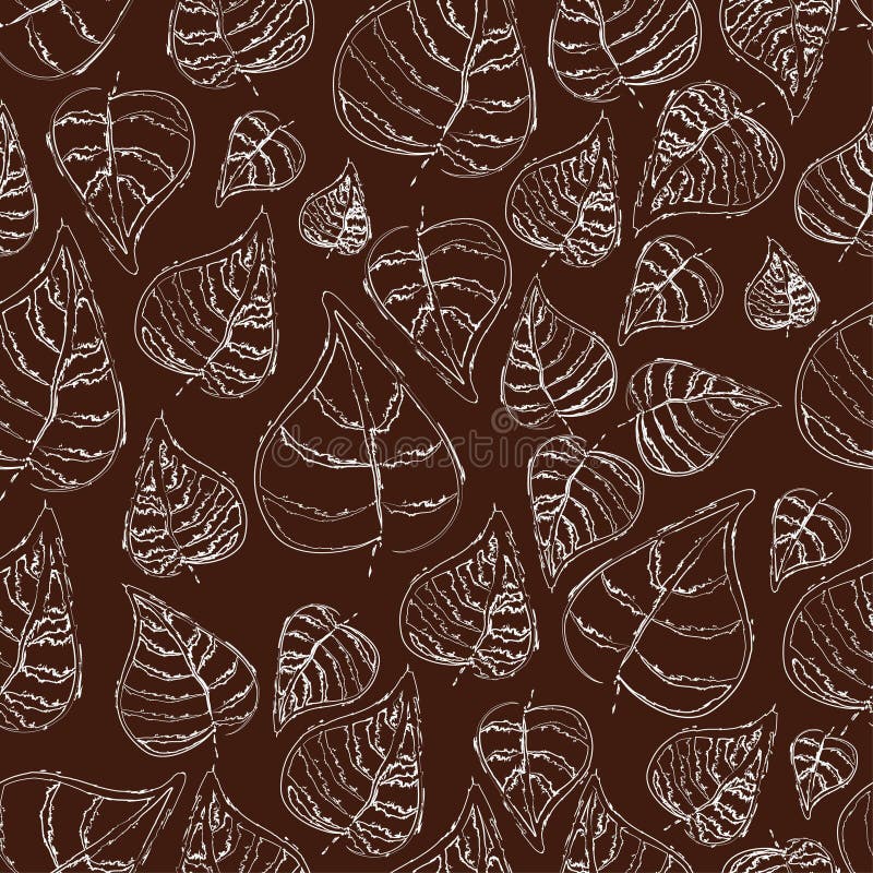 Seamless Pattern: Silhouettes of Leaflets of White Color on a Brown ...