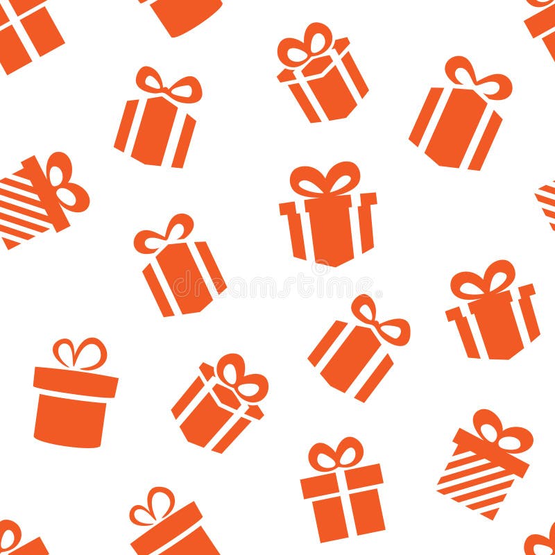 Seamless Pattern with Silhouettes of Orange Gift Boxes Stock Vector ...