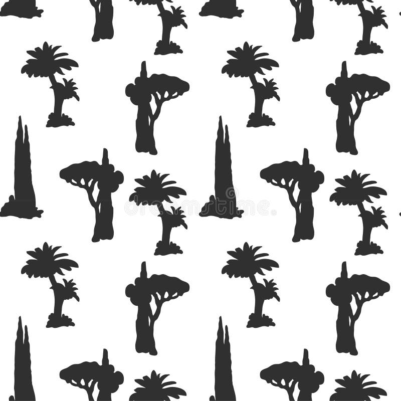 Desert trees pattern stock vector. Illustration of vector - 188045967