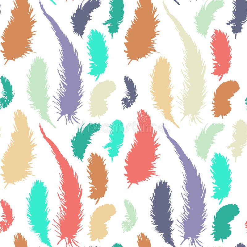 Seamless Pattern with Silhouettes of Plumes Stock Vector - Illustration ...