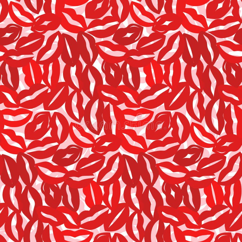 Seamless Pattern of Silhouettes of Red Lips Stock Vector - Illustration ...