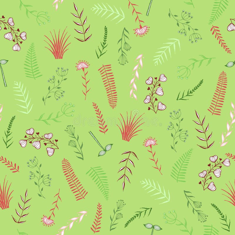 Seamless Pattern with Silhouettes of Various Plant Stock Vector ...