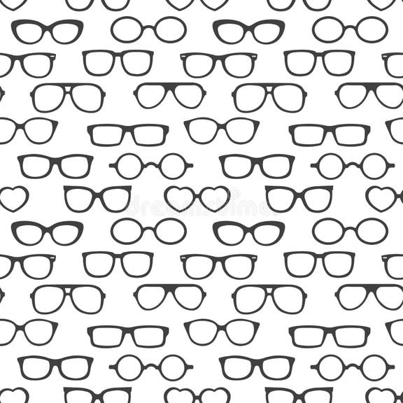 Seamless Pattern, Silhouettes of Vision Glasses on a White Background ...