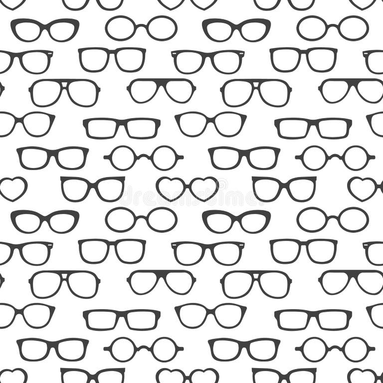 Seamless Pattern, Silhouettes of Vision Glasses on a White Background ...