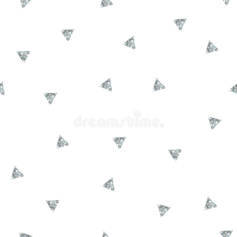 Seamless Pattern with Silver Triangles on White Background. Stock ...