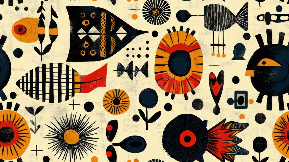 Seamless Pattern Simple Art Style Simple Design Repeating Patterns of ...