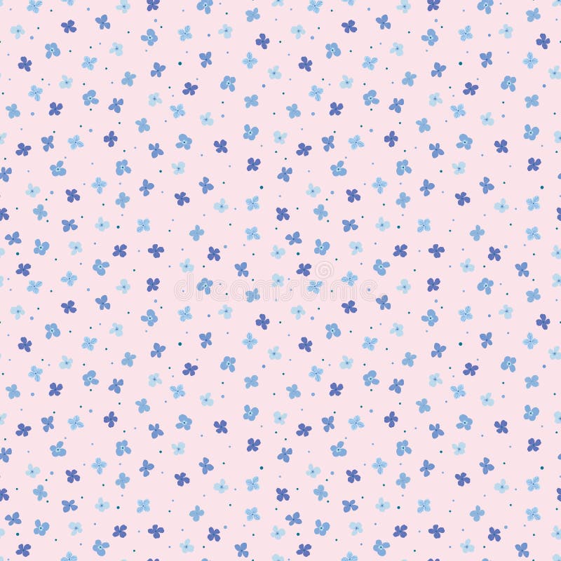 Seamless Pattern with Simple Blue Flowers Illustration Stock ...