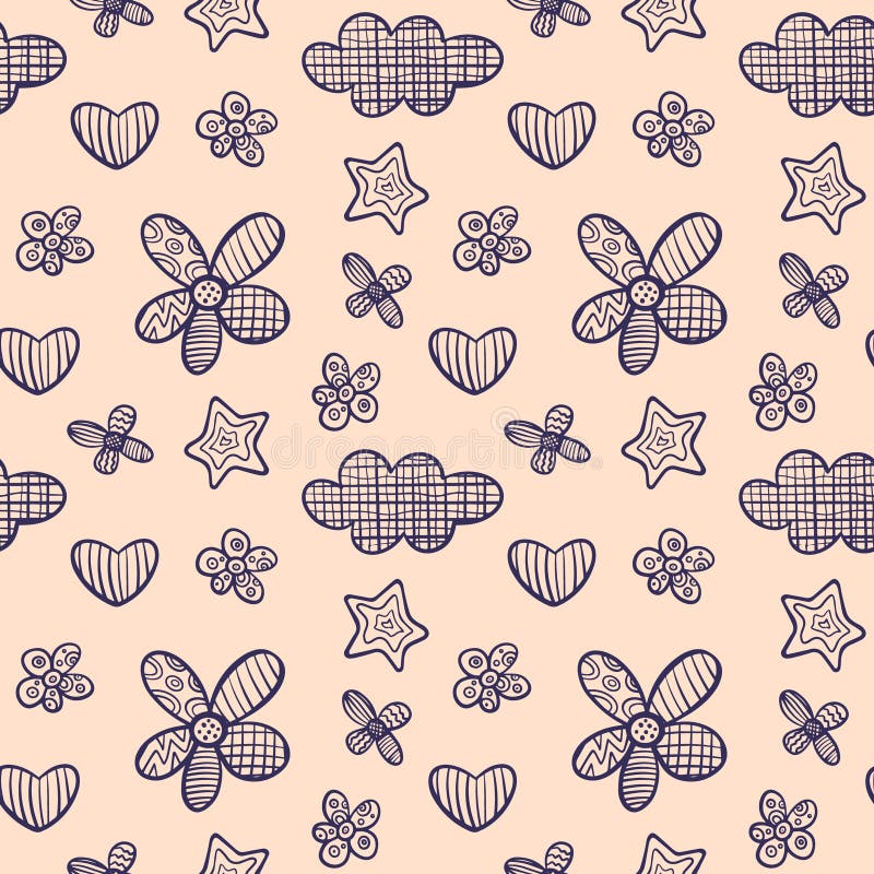 Seamless Pattern with Simple Cute Shapes Stock Vector - Illustration of ...