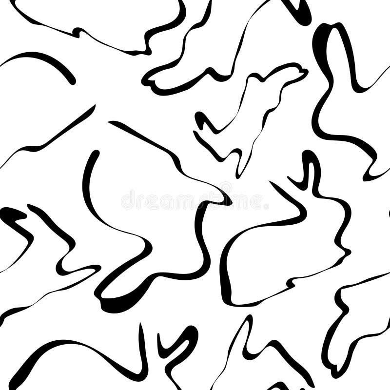 Seamless Pattern of Simple Easter Bunny Icons in Different Poses Drawn ...