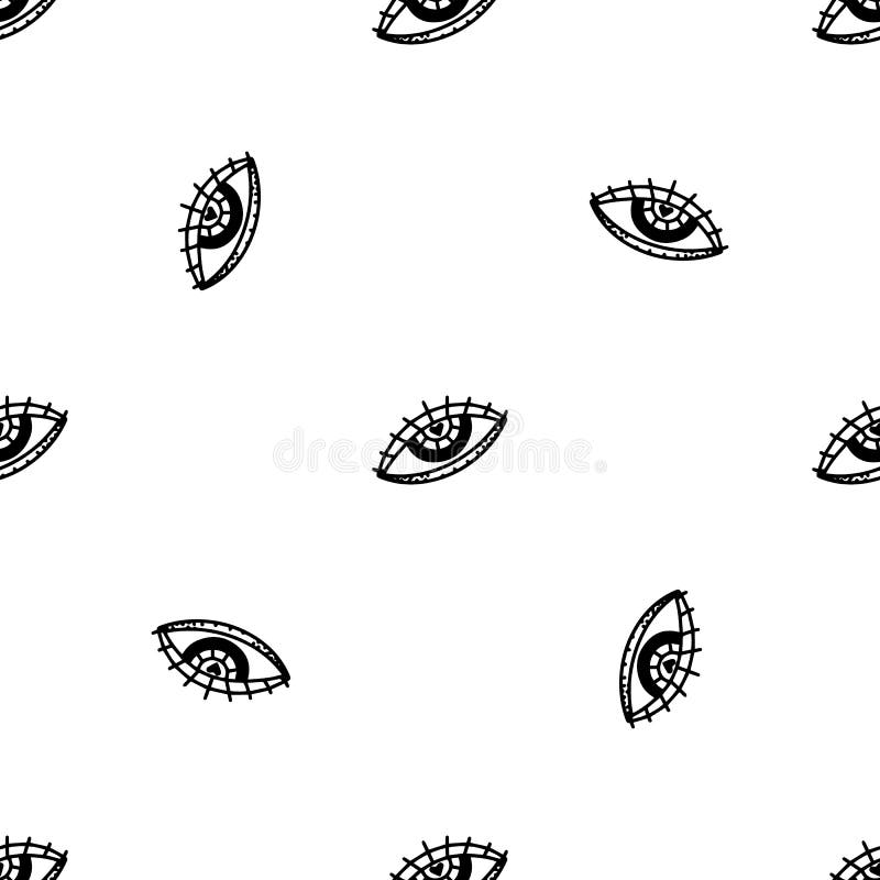 Seamless Pattern of Simple Black Eye Symbol Stock Vector - Illustration ...
