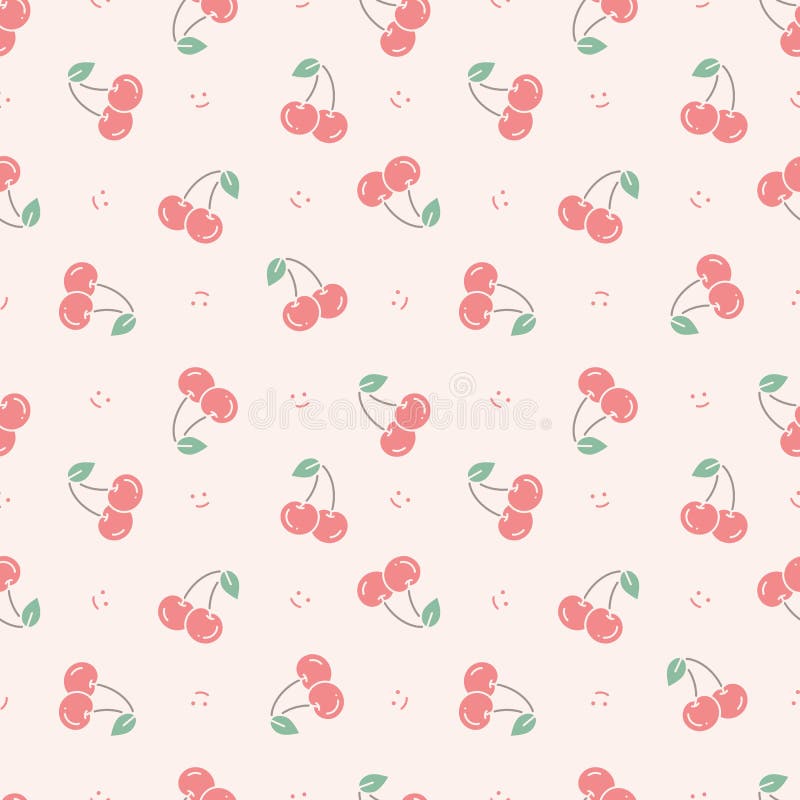 Seamless Pattern of Simple Flat Cherry Icons Stock Vector ...