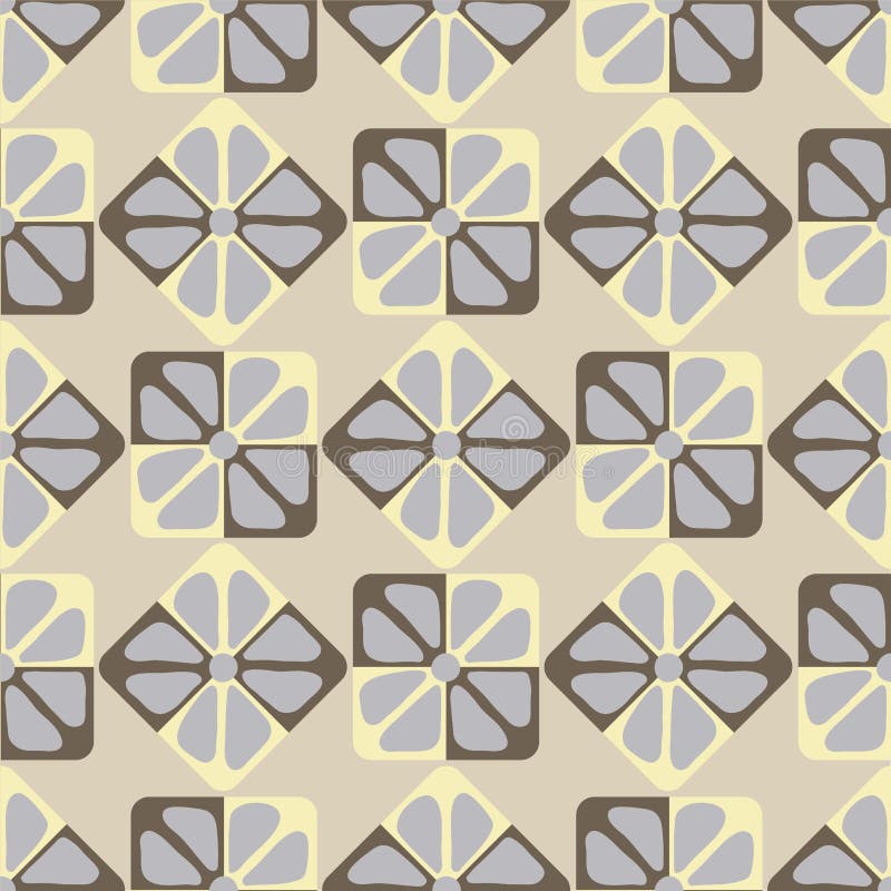 Seamless Pattern with Simple Flat Flowers in Squares, Elegant Pastel ...