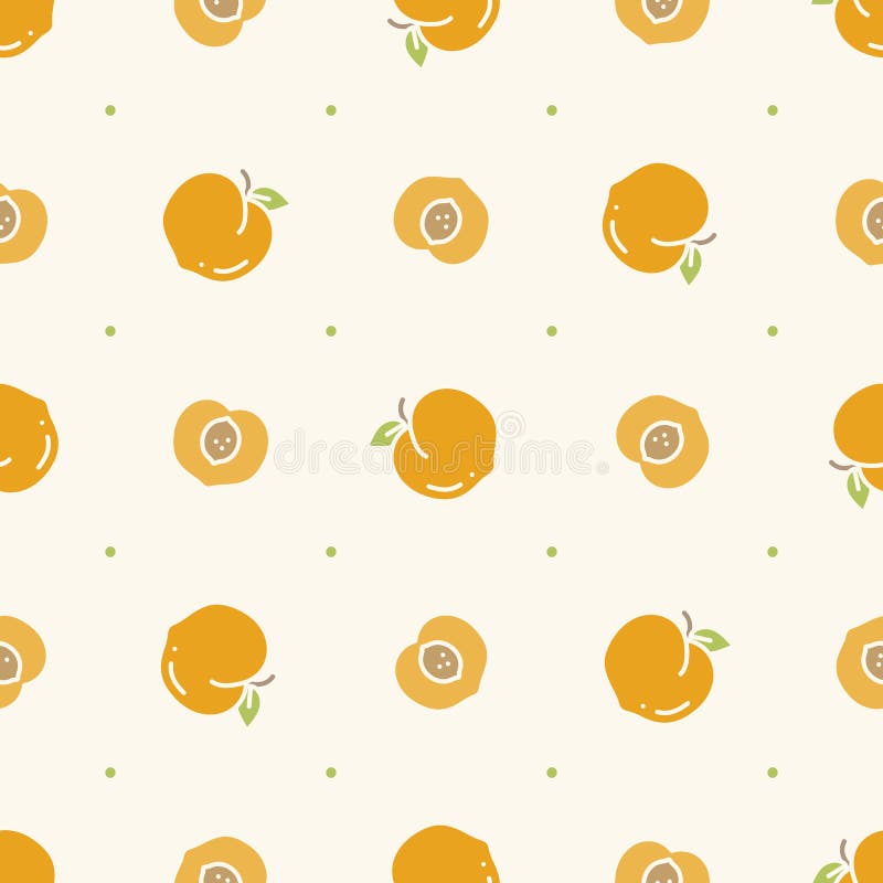 Seamless Pattern of Simple Flat Peach Icons Stock Vector - Illustration ...