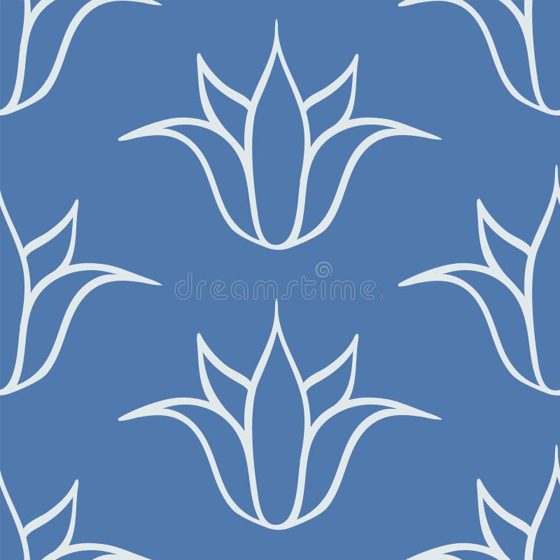 Seamless Pattern Simple Flowers on a Blue Background Print Blue Stock ...