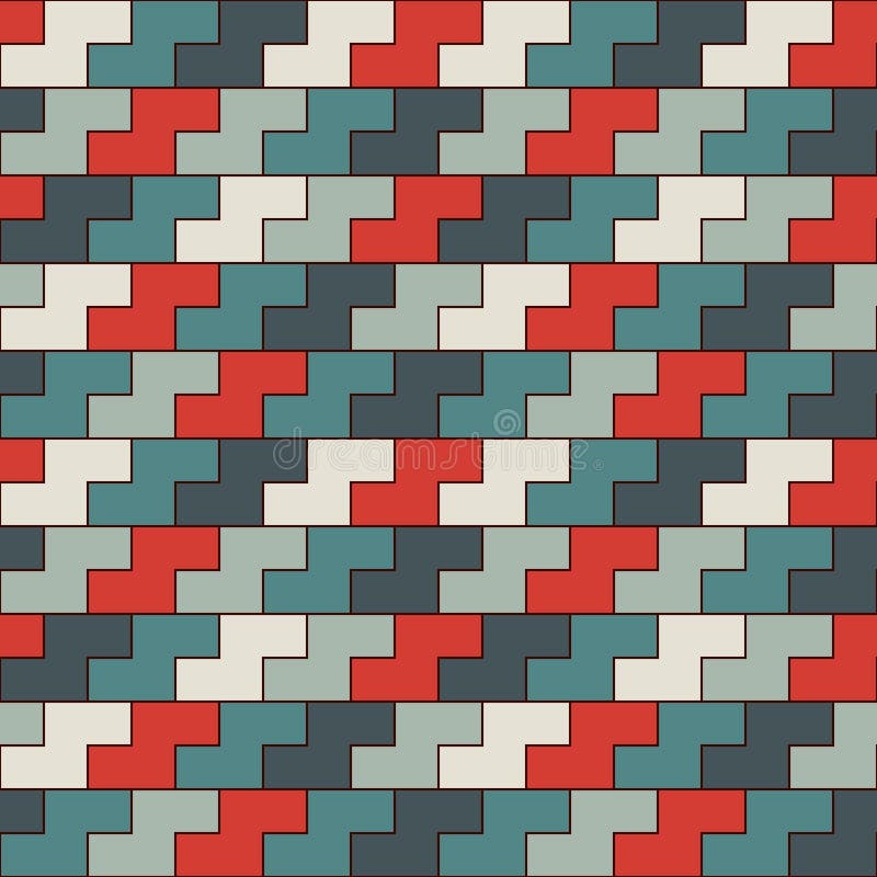 Seamless Pattern with Simple Geometric Ornament. Repeated Puzzle Mosaic ...