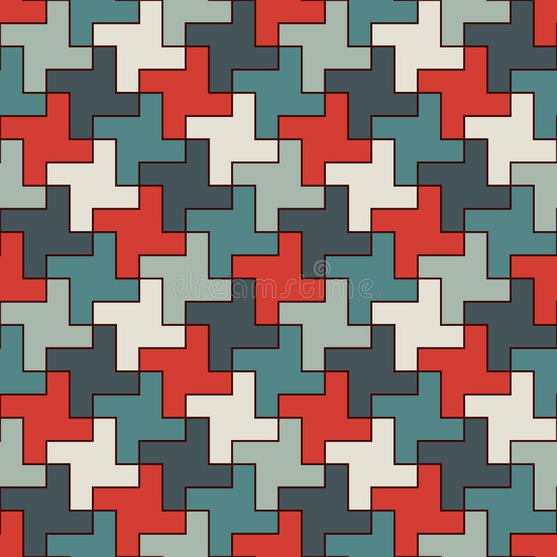 Seamless Pattern with Simple Geometric Ornament. Repeated Puzzle Mosaic ...