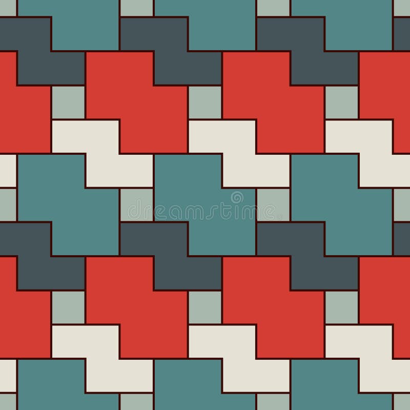 Seamless Pattern with Simple Geometric Ornament. Repeated Puzzle Mosaic ...