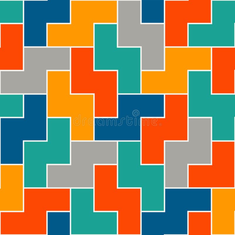 Seamless Pattern with Simple Geometric Ornament. Repeated Puzzle Mosaic ...