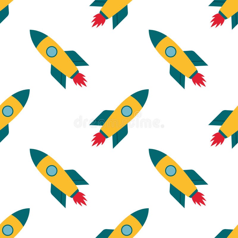 Seamless Pattern of Simple Rockets, Representing Speed, Innovation and ...