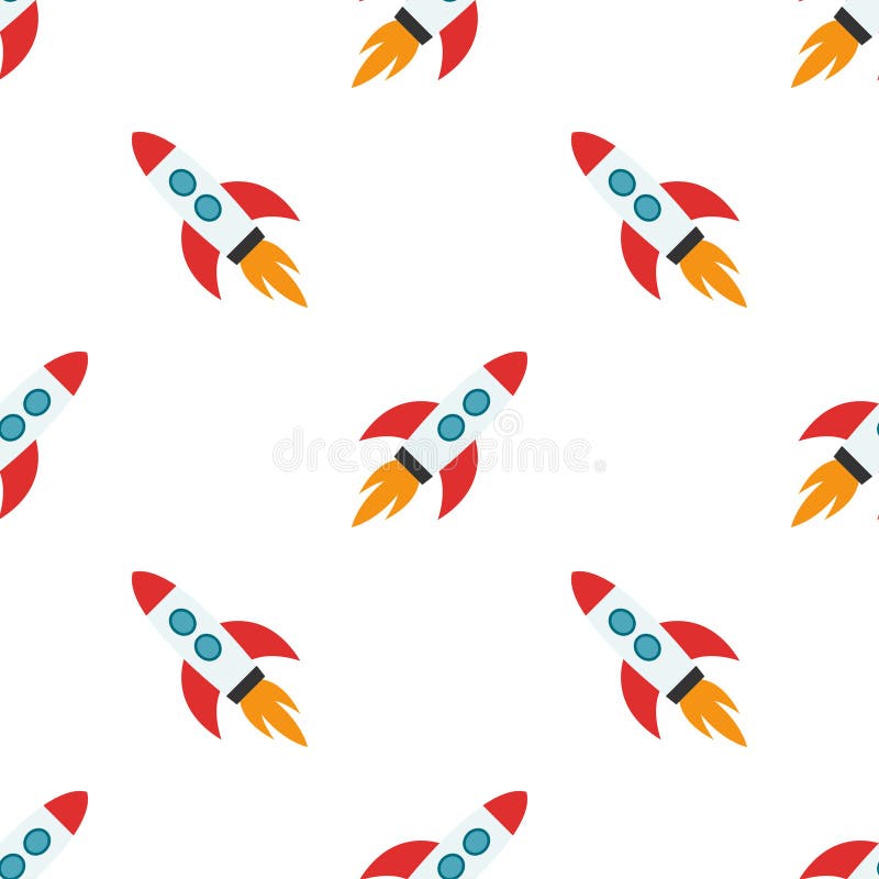 Seamless Pattern of Simple Rockets, Representing Speed, Innovation and ...