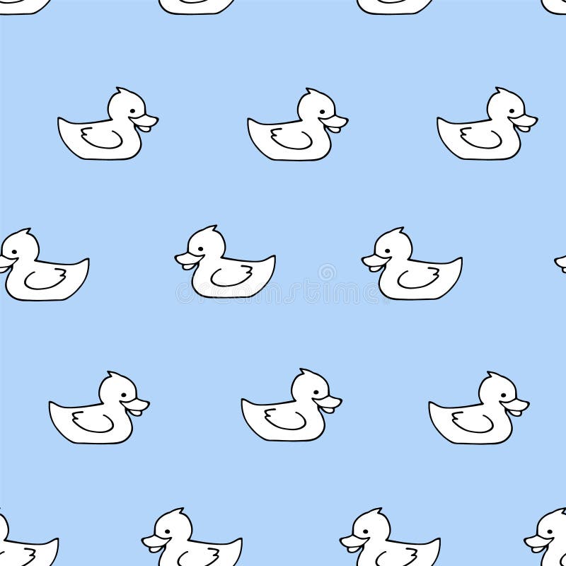 Seamless Pattern with Simple Silhouettes of White Ducks. Vector ...