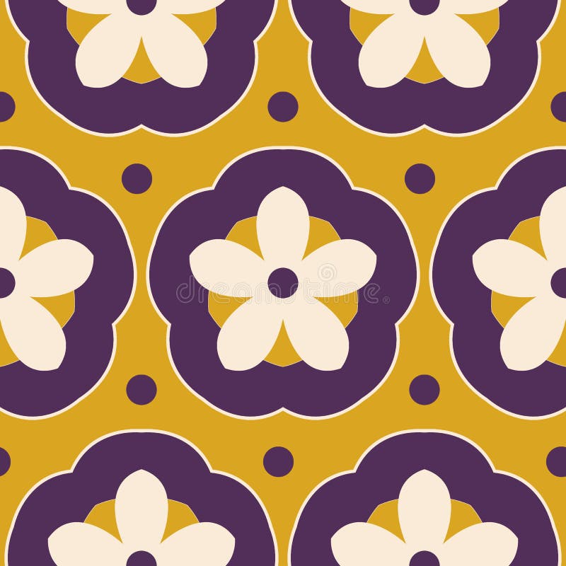Seamless Pattern with Simple Stylized Flowers Stock Vector ...