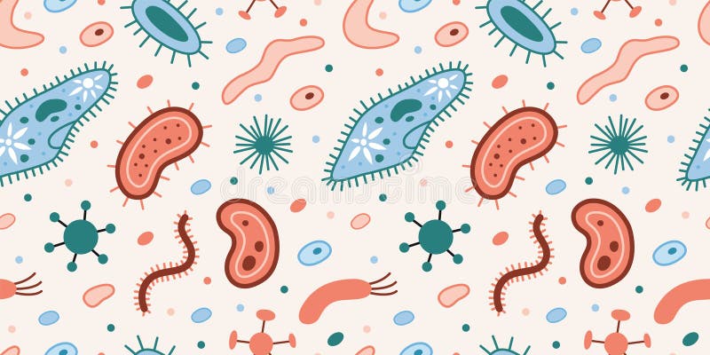 Seamless Pattern with Simplest Unicellular Organisms, Bacteria and ...