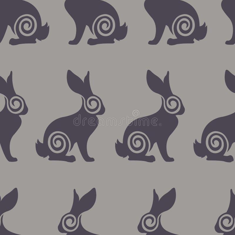 Seamless Pattern with Sitting Gray Rabbits and Hares. Design for ...