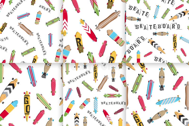 Seamless Pattern Skateboard and Longboards Stock Vector - Illustration ...