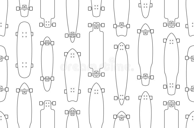 Seamless Pattern With Skateboards Stock Vector - Illustration of ...