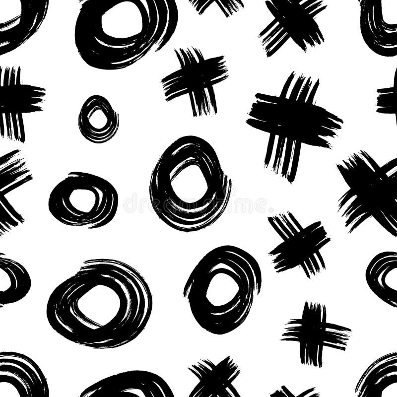 Seamless Pattern with Sketch Cross and Circle Shapes Stock Illustration ...