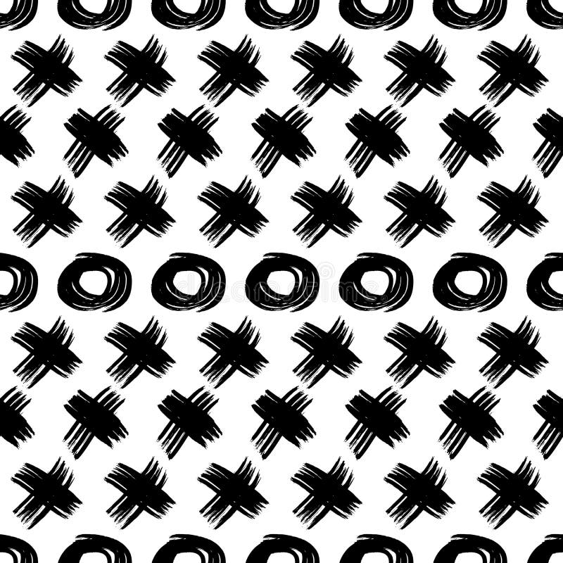 Seamless Pattern with Sketch Cross and Circle Shapes Stock Vector ...