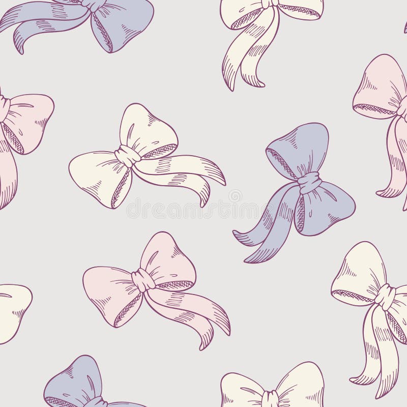 Seamless Pattern With Sketched Bows In Pastel Colors Stock Vector ...
