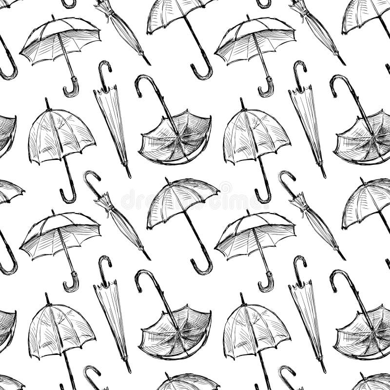 Umbrellas sketches stock vector. Illustration of object - 47228935