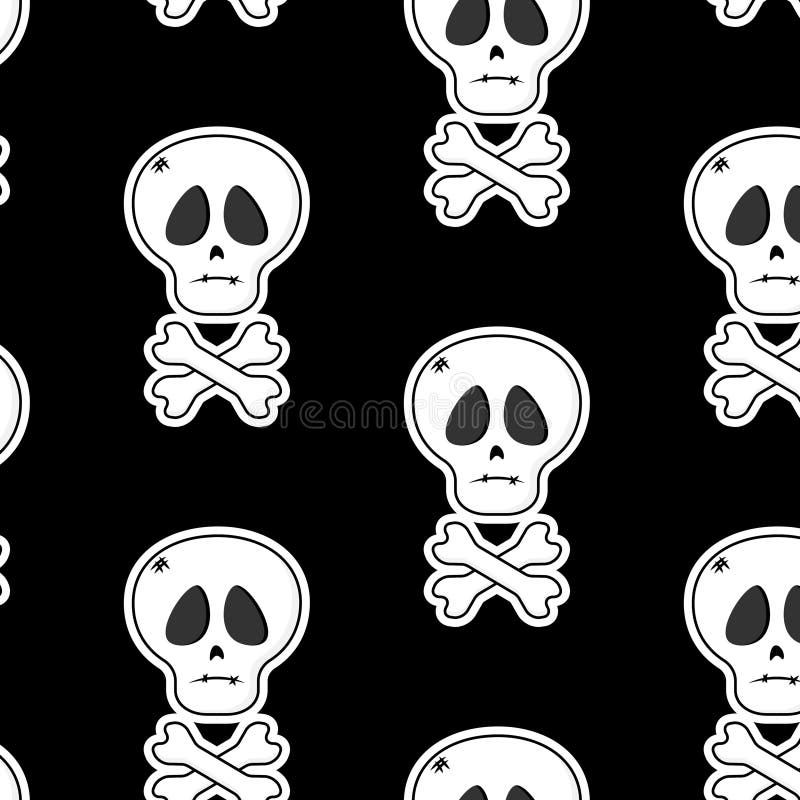 Seamless Pattern with Skull and Crossbones. Black Emo Goth Background ...