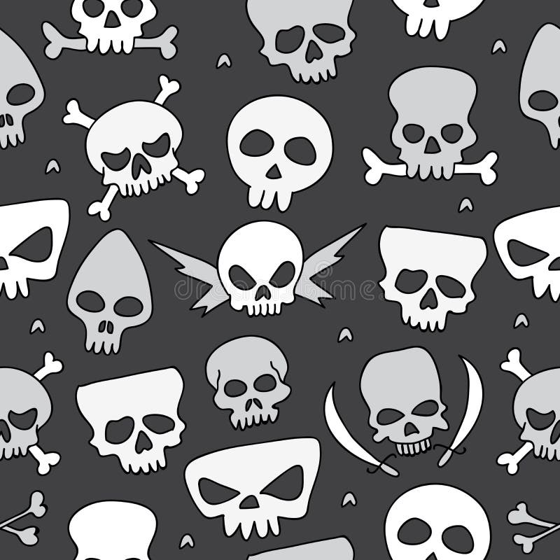 Seamless Pattern of the Skull Icons Stock Vector - Illustration of ...