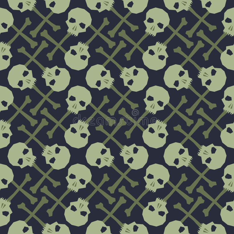 Seamless Pattern with Skulls and Bones. Ornamental Background. Vector ...