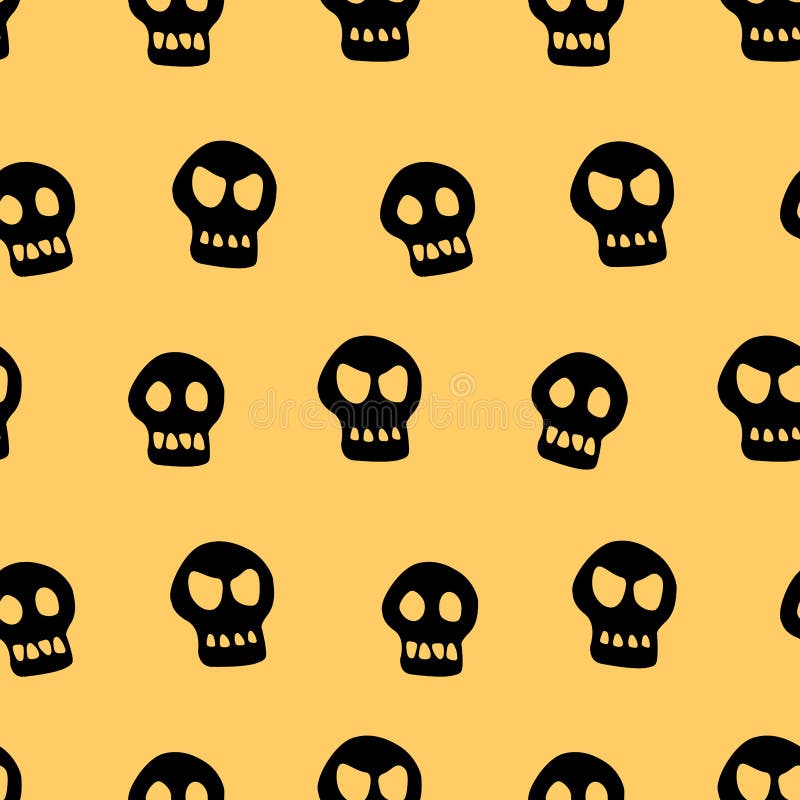 Seamless Pattern with Skulls. Primitive Cartoon Flat Style. Background ...